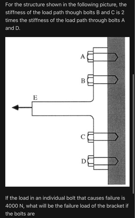 Solved If the load in an individual bolt that causes failure | Chegg.com