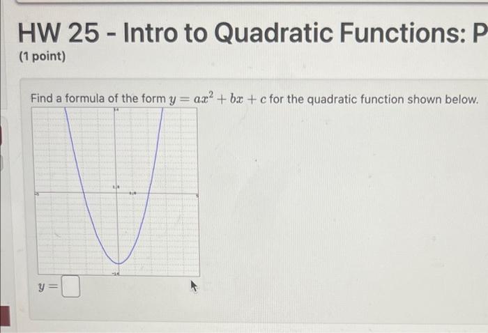 Solved HW 25 - Intro to Quadratic Functions: P (1 point) | Chegg.com