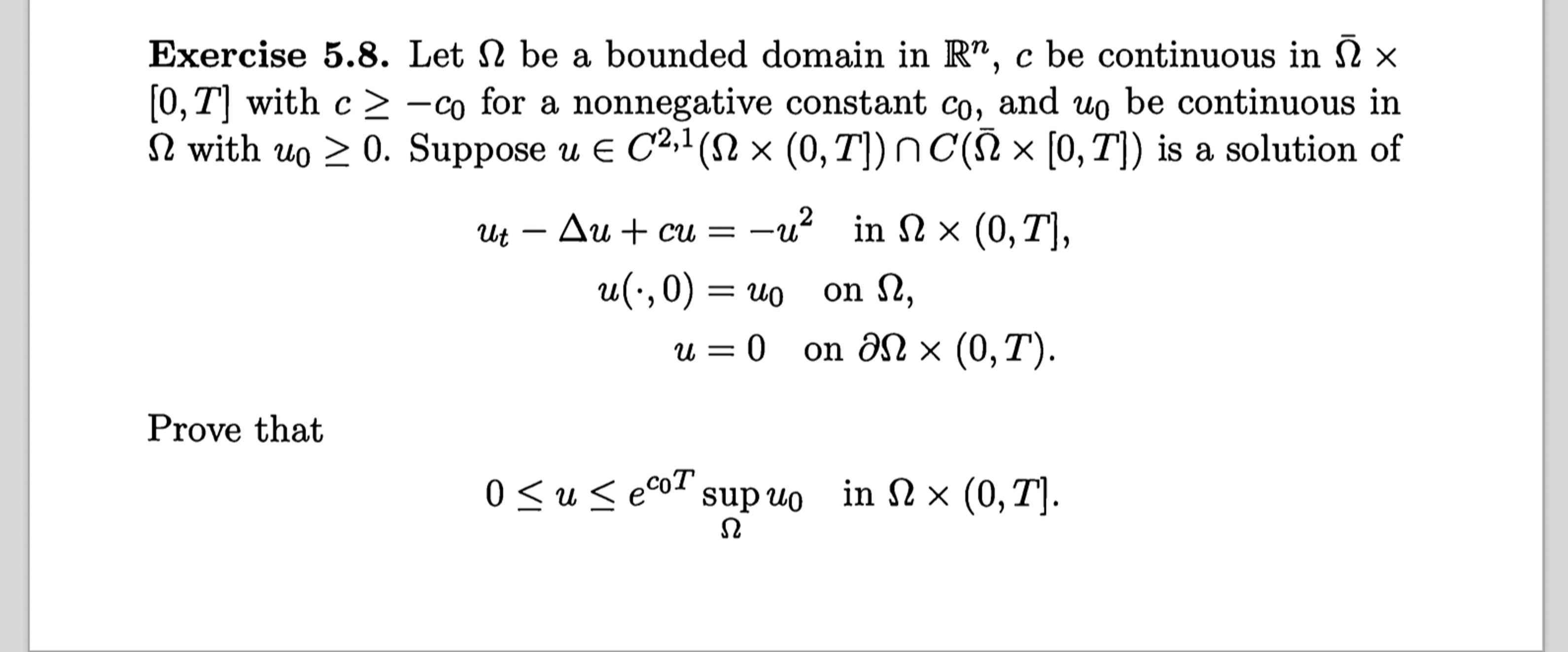 Solved Exercise 5.8. ﻿Let Ω ﻿be a bounded domain in Rn,c ﻿be | Chegg.com