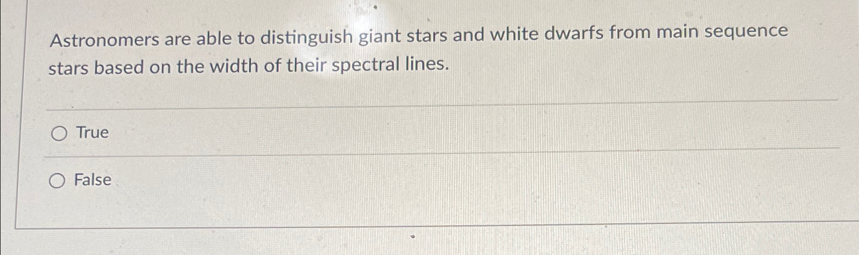 Solved Astronomers are able to distinguish giant stars and | Chegg.com