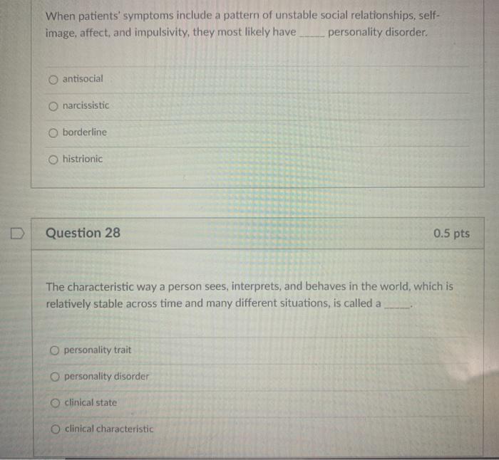 Solved When patients' symptoms include a pattern of unstable | Chegg.com