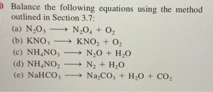 Solved Balance the following equations using the method | Chegg.com