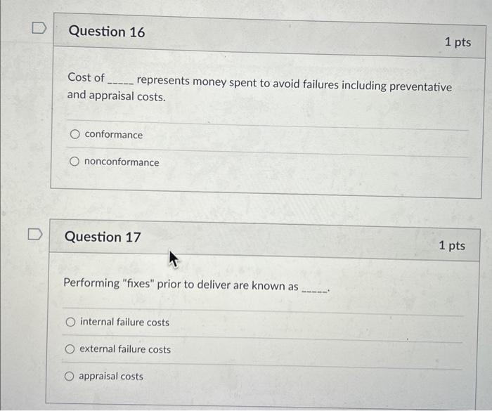 Solved Cost of represents money spent to avoid failures | Chegg.com