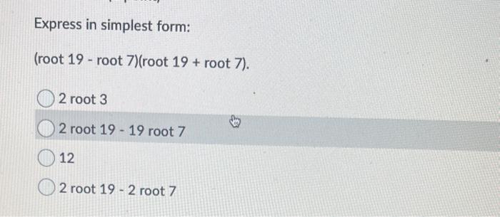 Solved Express in simplest form: | Chegg.com