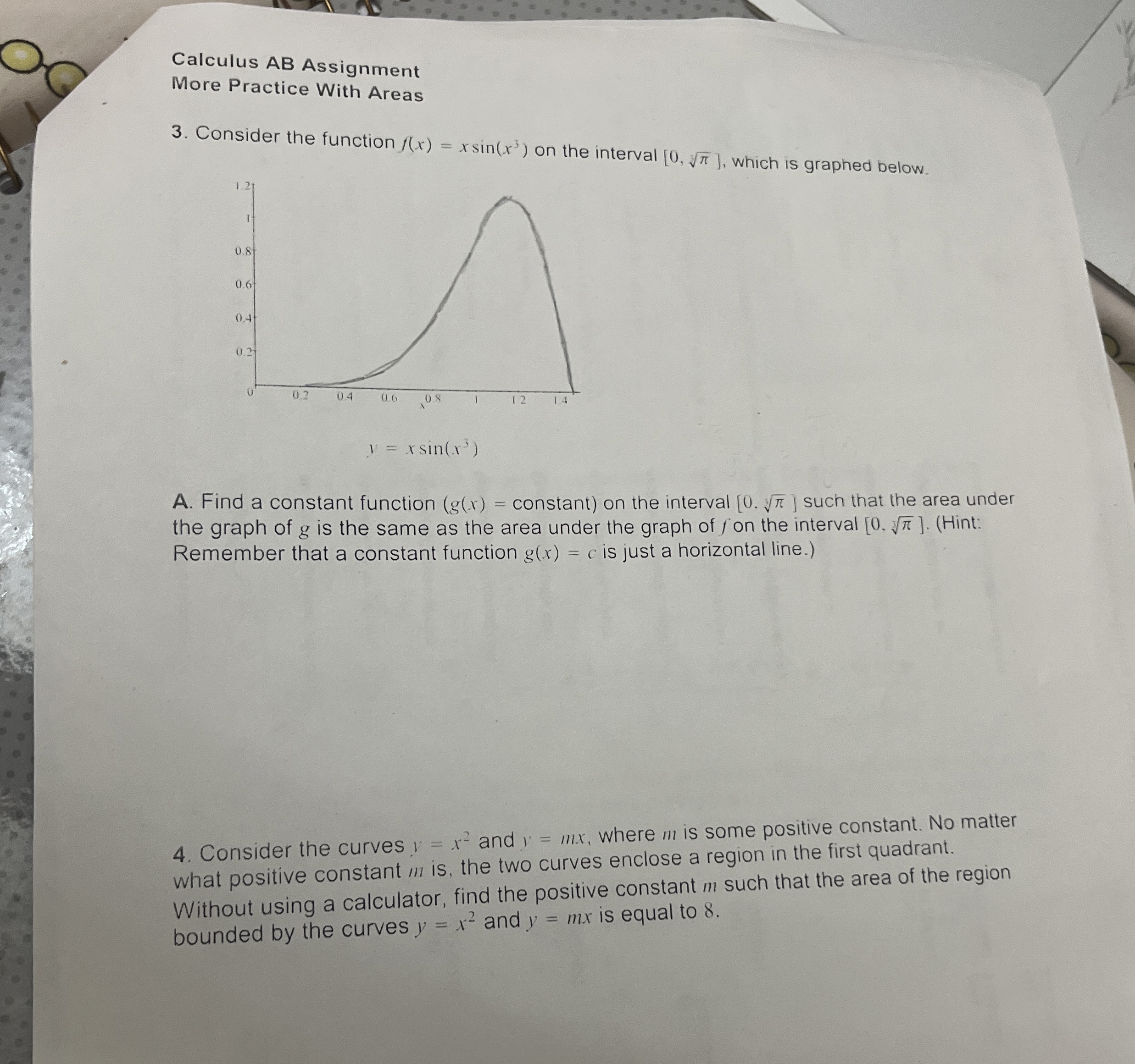 Solved Calculus AB AssignmentMore Practice With Areas3. | Chegg.com