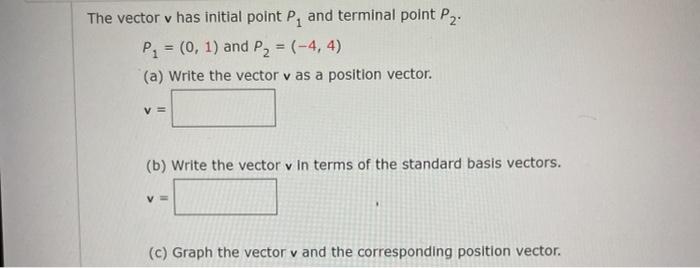 Solved The vector v has initial point P, and terminal point | Chegg.com