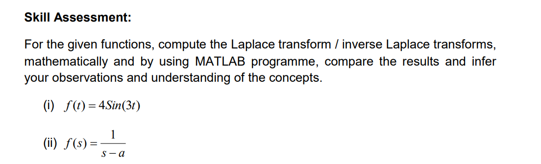 Solved For the given functions, compute the Laplace | Chegg.com