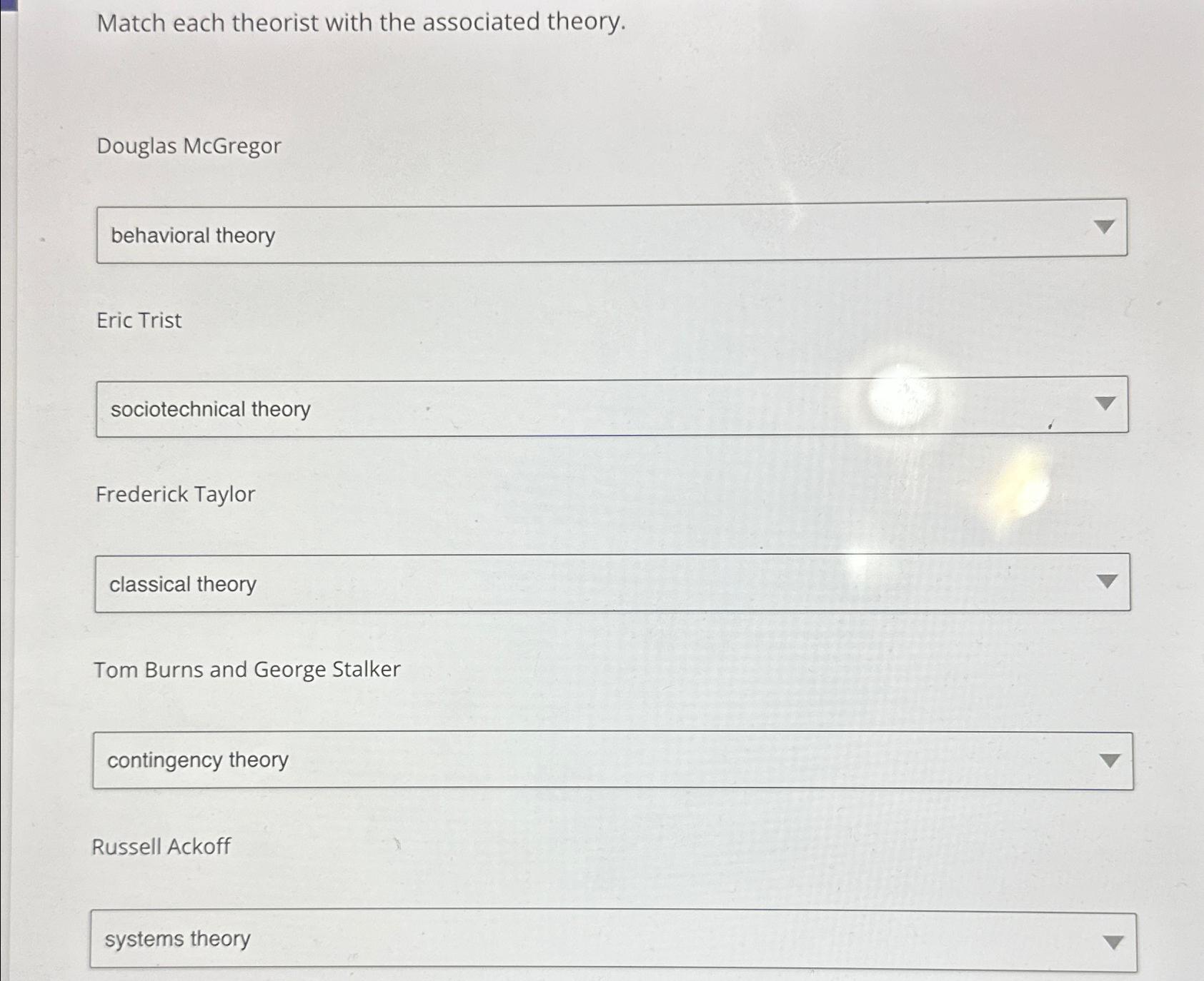 Solved Match each theorist with the associated | Chegg.com