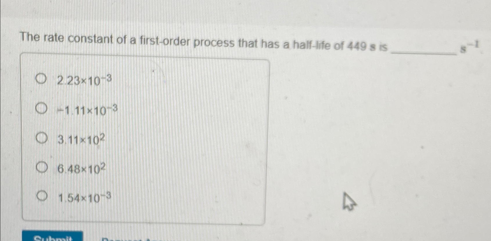 Solved The rate constant of a first-order process that has a | Chegg.com