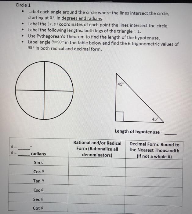 Solved Circle 1 Label each angle around the circle where the | Chegg.com