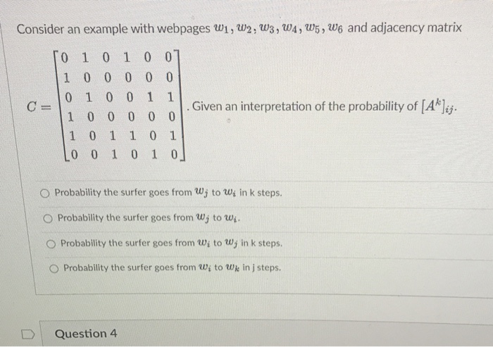 Solved Consider an example with webpages W1, W2, W3, W4, W5, | Chegg.com