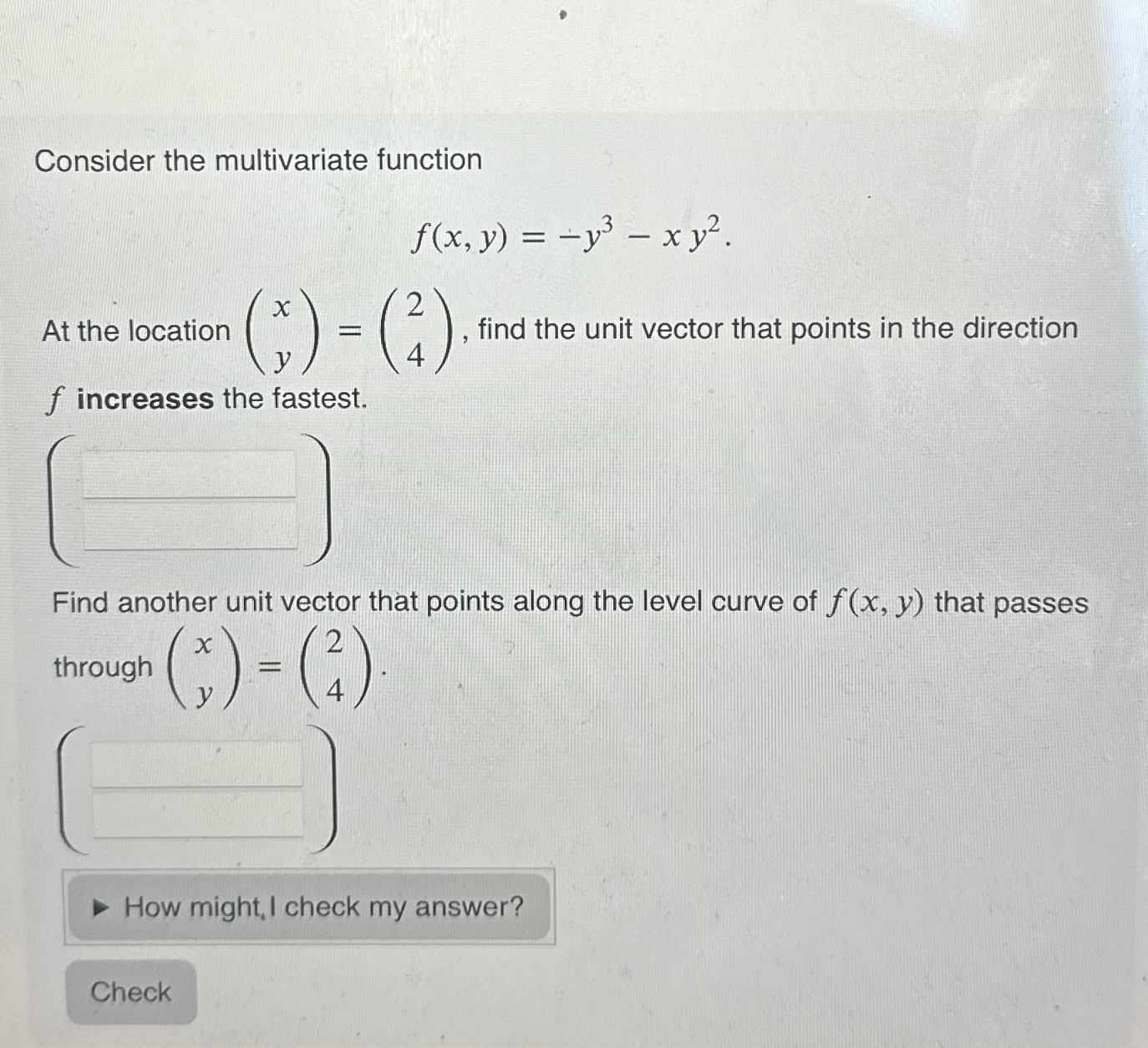 Solved Consider the multivariate functionf(x,y)=-y3-xy2.At | Chegg.com