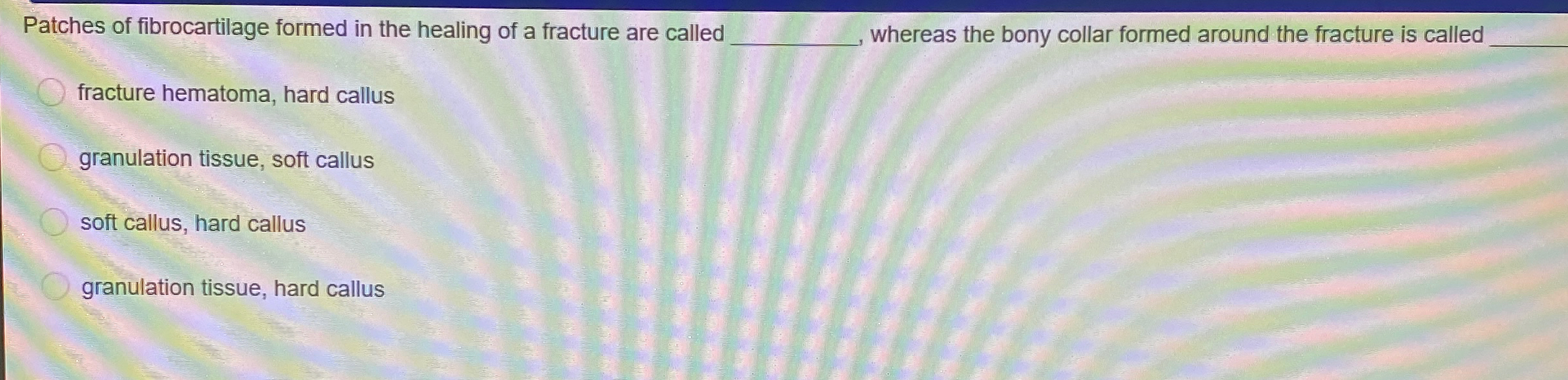 Solved Patches of fibrocartilage formed in the healing of a | Chegg.com