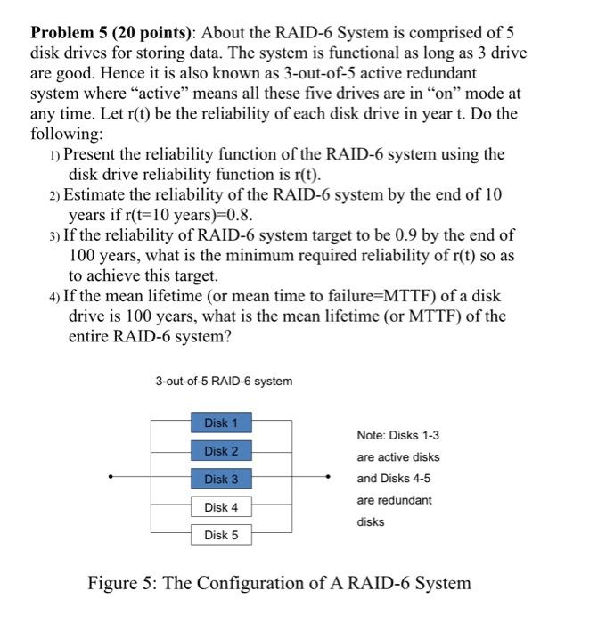 Solved Problem 5 (20 points): About the RAID-6 System is | Chegg.com Solved Problem 5 (20 points): About the RAID-6 System is | Chegg.com