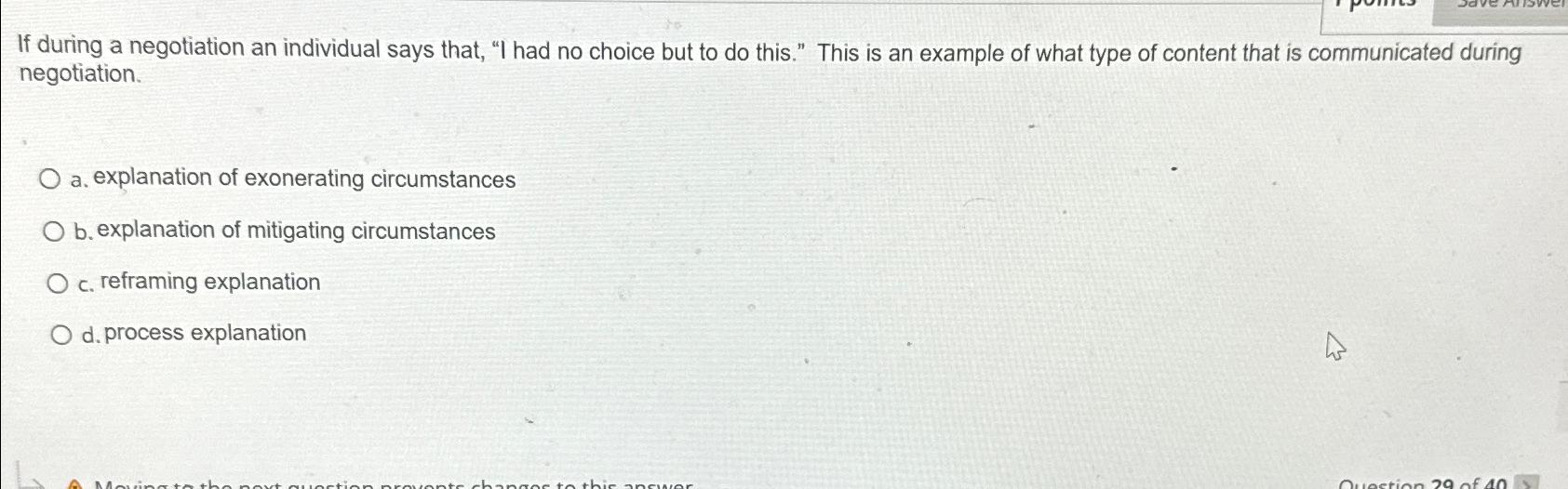Solved If during a negotiation an individual says that, "I | Chegg.com