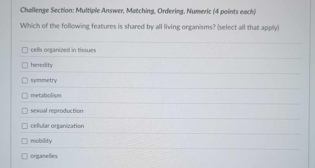 Solved Challenge Section: Multiple Answer, Matching, | Chegg.com
