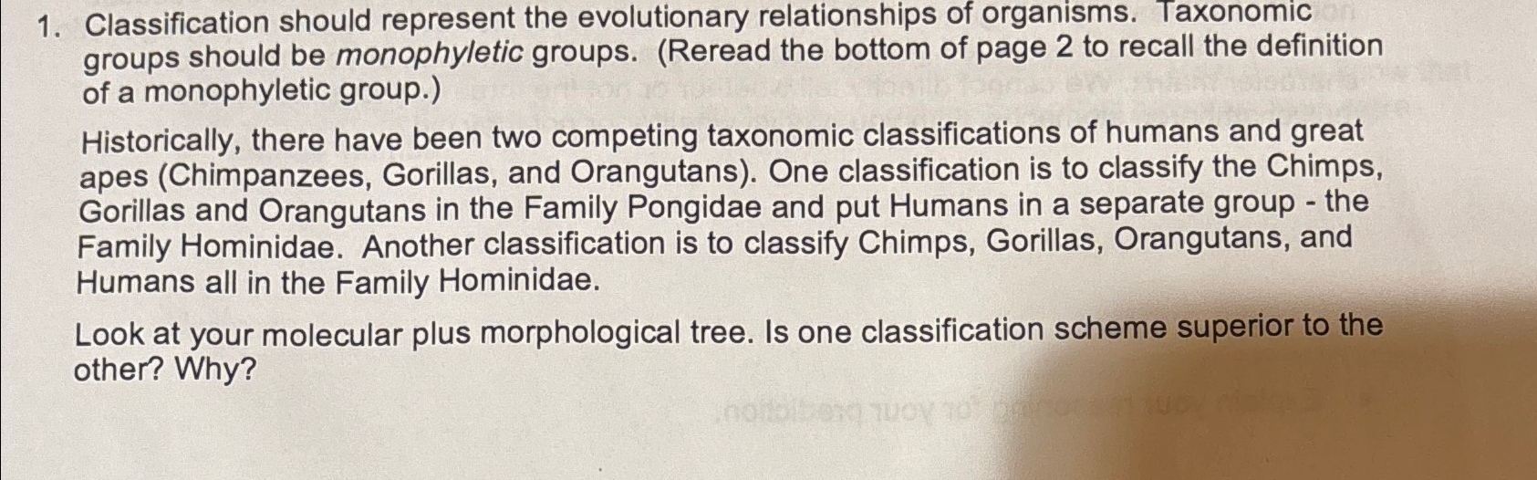Solved Classification should represent the evolutionary | Chegg.com