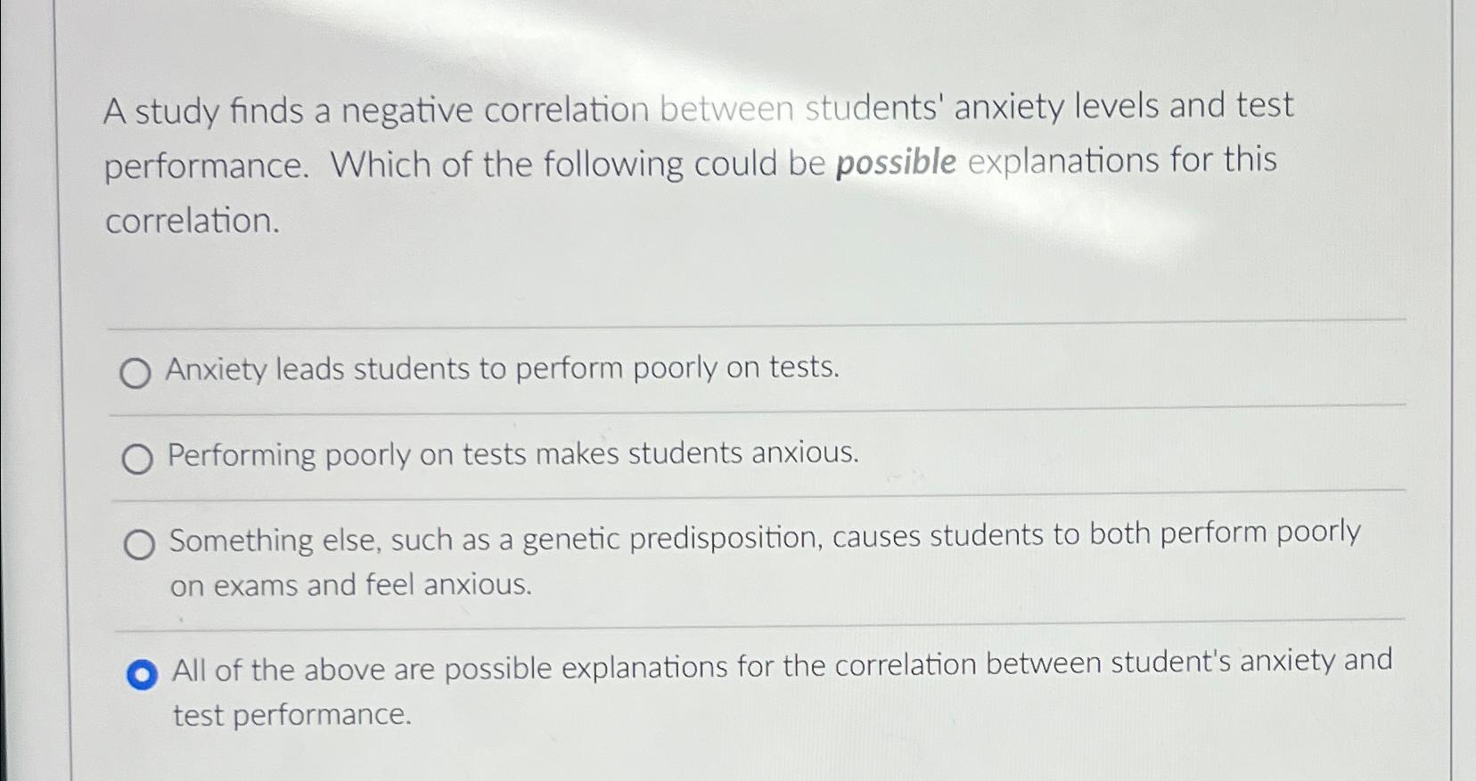 Solved A study finds a negative correlation between | Chegg.com