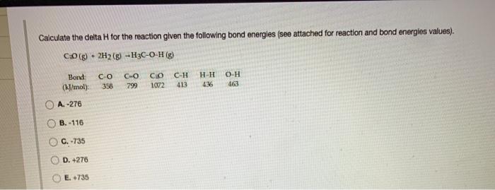Solved Calculate the delta H for the reaction given the | Chegg.com