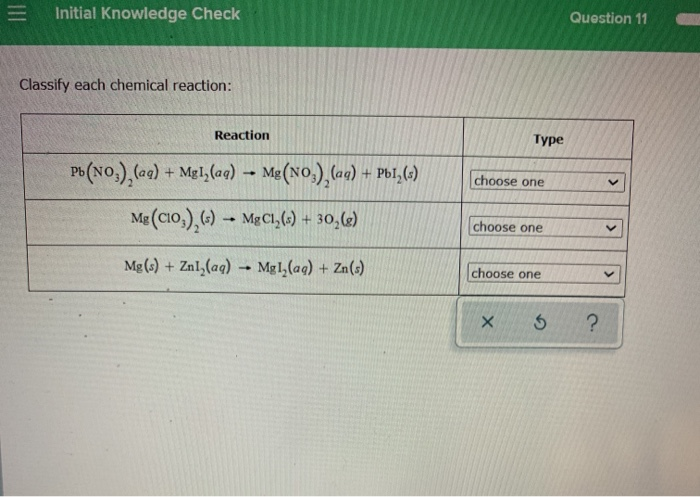 Solved = Initial Knowledge Check Question 11 Classify each | Chegg.com