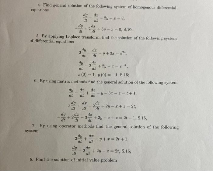 Solved 4. Find general solution of the following system of | Chegg.com