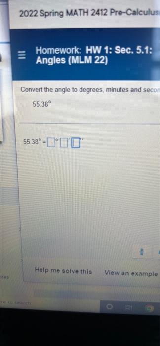 Solved 2022 Spring MATH 2412 Pre-Calculus = Homework: HW 1: | Chegg.com