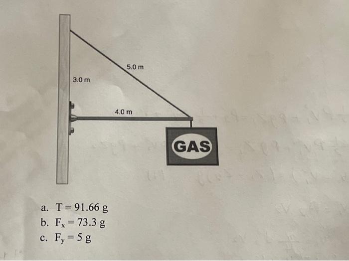 Solved 5. A 40 kg sign hangs from the end of a uniform strut | Chegg.com