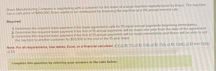 Solved Bravo Manufacturing Company is negotiating with a | Chegg.com