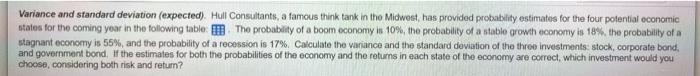 Solved Variance and standard deviation (expected). Hull | Chegg.com