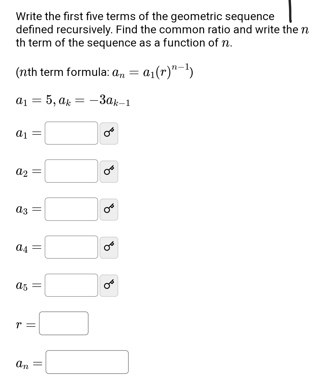 Solved Write the first five terms of the geometric | Chegg.com