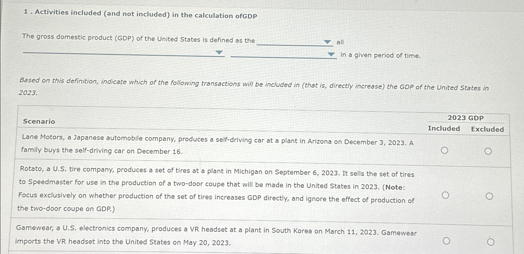 Solved Activities included (and not included) ﻿in the | Chegg.com