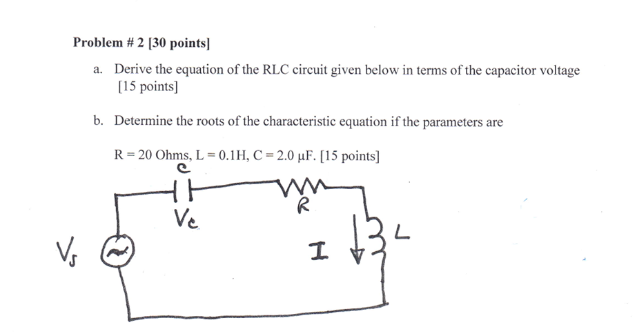 Solved Problem # points]a. ﻿Derive the equation of the RLC | Chegg.com
