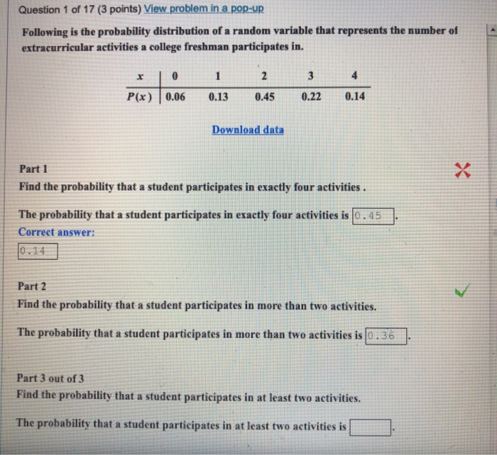 Solved Question 1 of 17 (3 points) View problem in a pop-up | Chegg.com