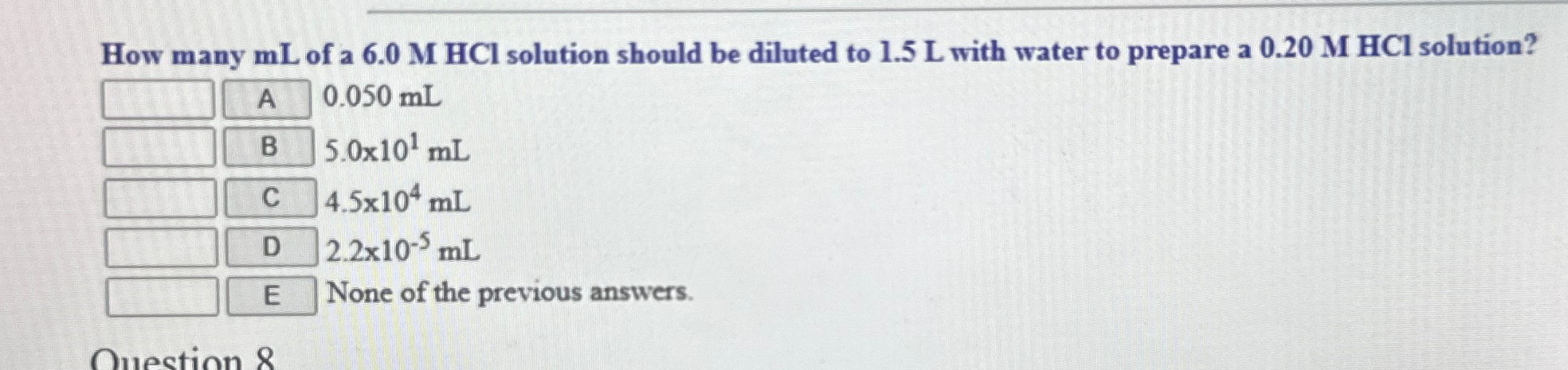 Solved How many mL ﻿of a 6.0MHCl ﻿solution should be diluted | Chegg.com