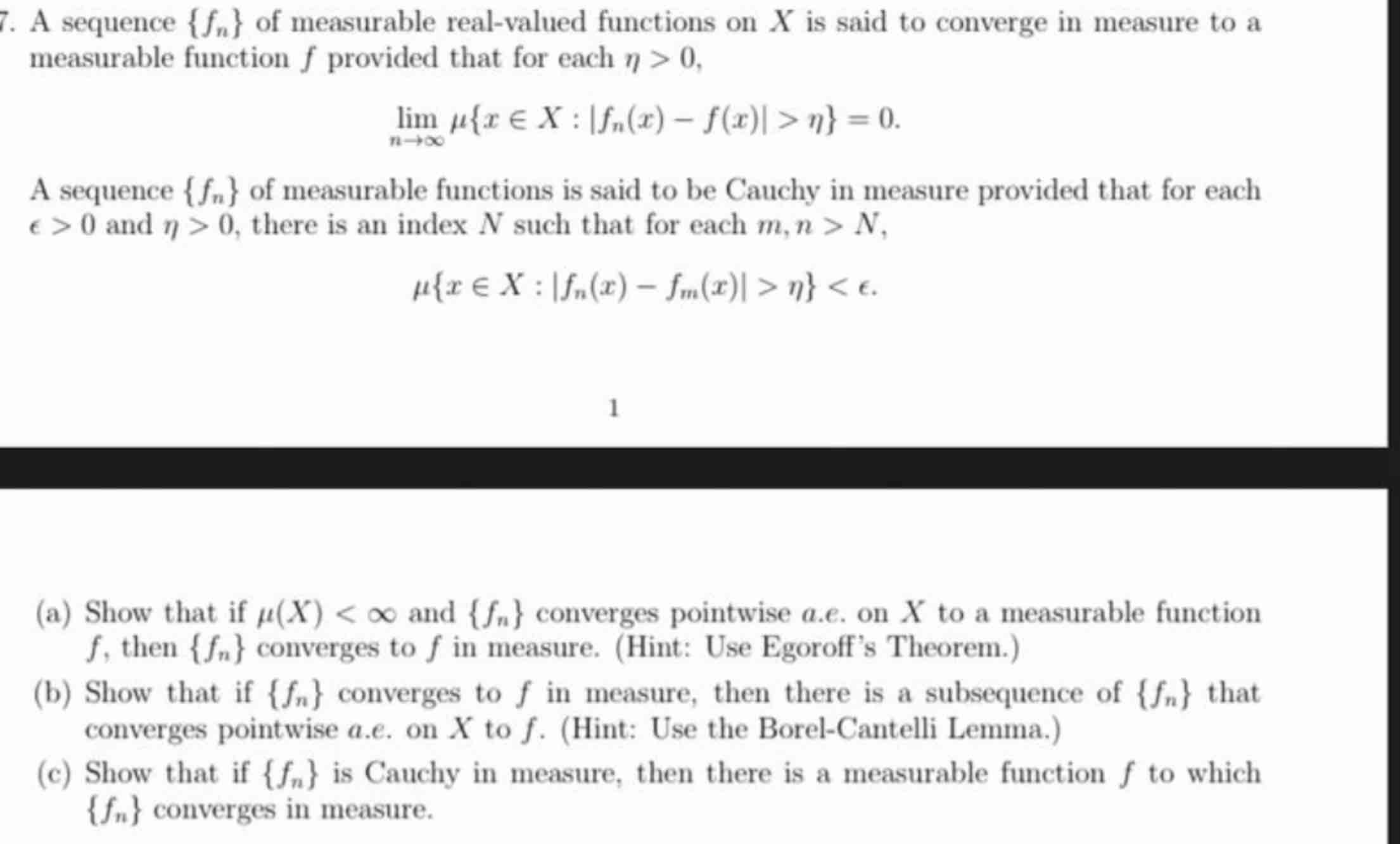 Solved A sequence {fn} of ﻿measurable real-valued functions | Chegg.com