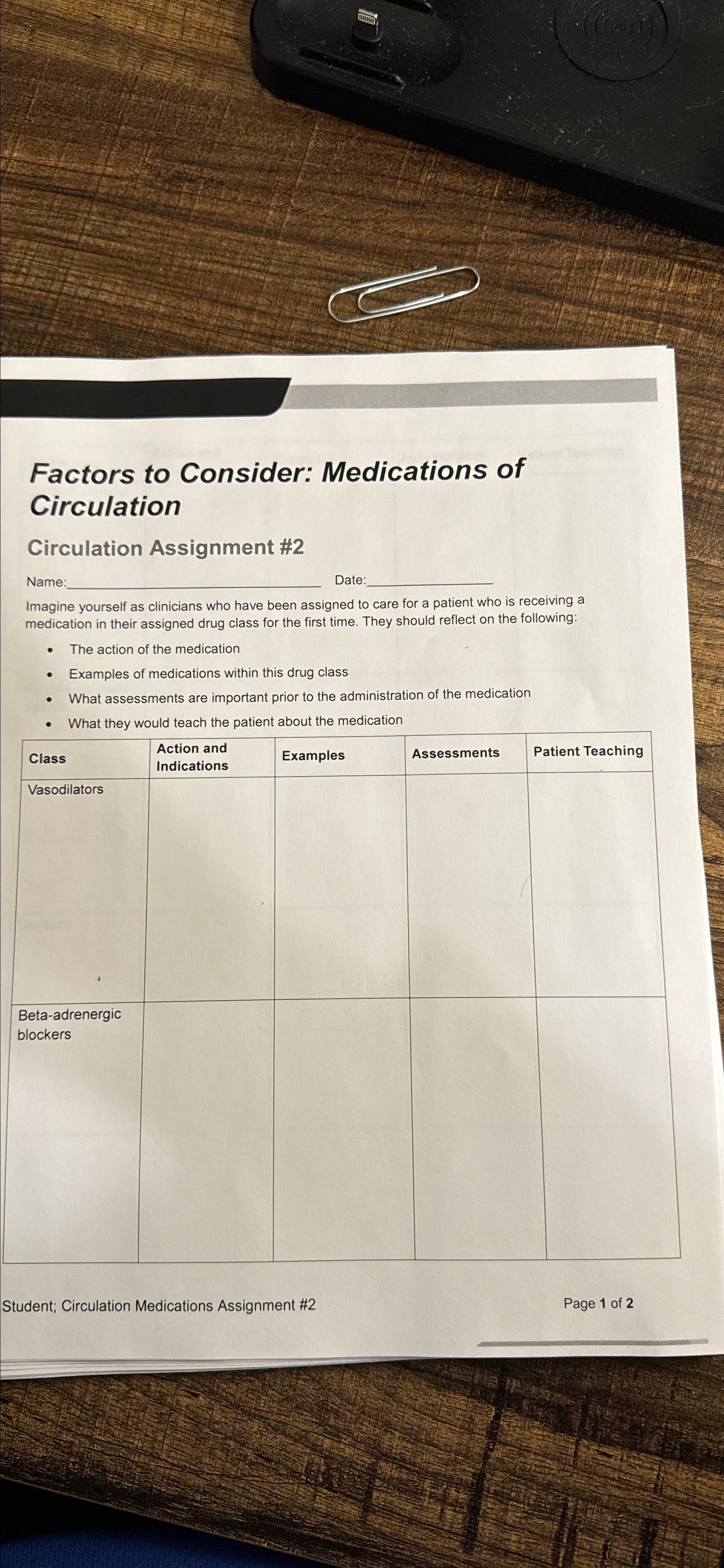 Solved Factors to Consider: Medications of | Chegg.com