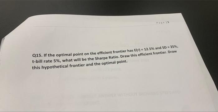 Solved Q15. If the optimal point on the efficient frontier | Chegg.com