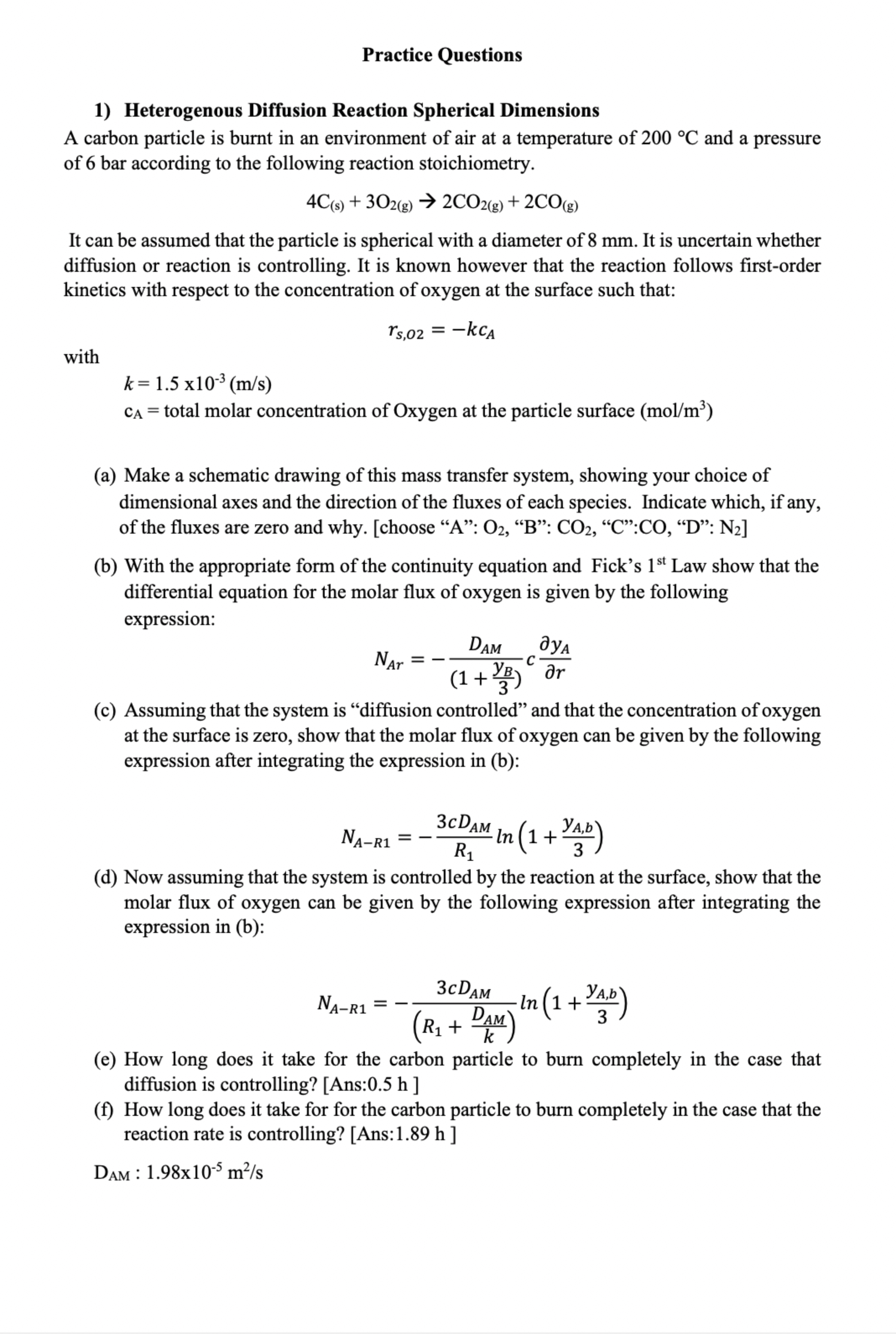Solved Using Interfacial Mass Transfer Phenomena formulas | Chegg.com