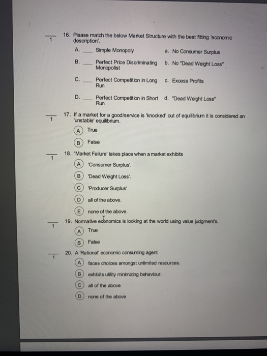 Solved Multiple Choice, True/False, Matching Section Value - | Chegg.com