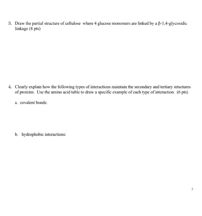 Solved 3. Draw the partial structure of cellulose where 4 | Chegg.com