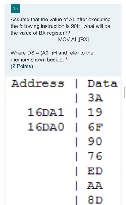 Solved 15 Assume That The Value Of Al After Executing The