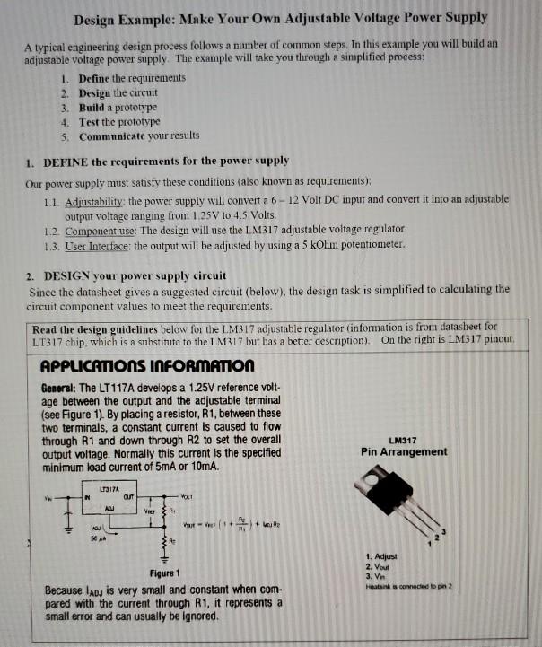 Solved Design Example: Make Your Own Adjustable Voltage | Chegg.com