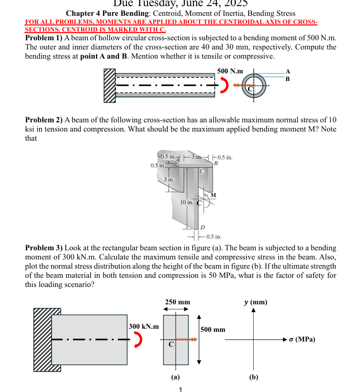 Solved Due Iuesday, June 24, 2025 ﻿Chapter 4 ﻿Pure Bending: | Chegg.com
