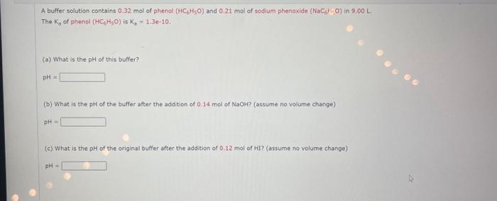 Solved A buffer solution contains 0.32 mol of phenol | Chegg.com