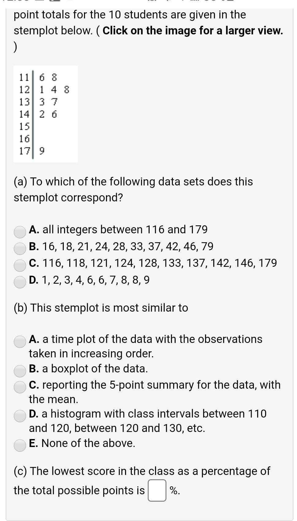 Solved point totals for the 10 students are given in the | Chegg.com