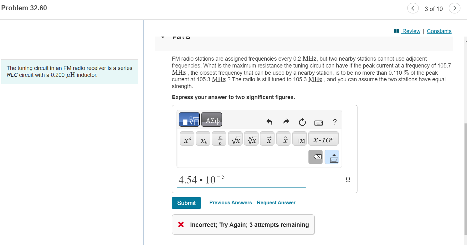Solved Problem 32.60The tuning circuit in an FM radio | Chegg.com