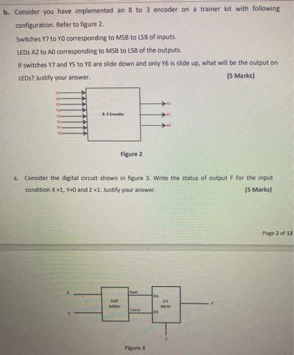 Solved b. Consider you have implemented an 8 to 3 encoder on | Chegg.com