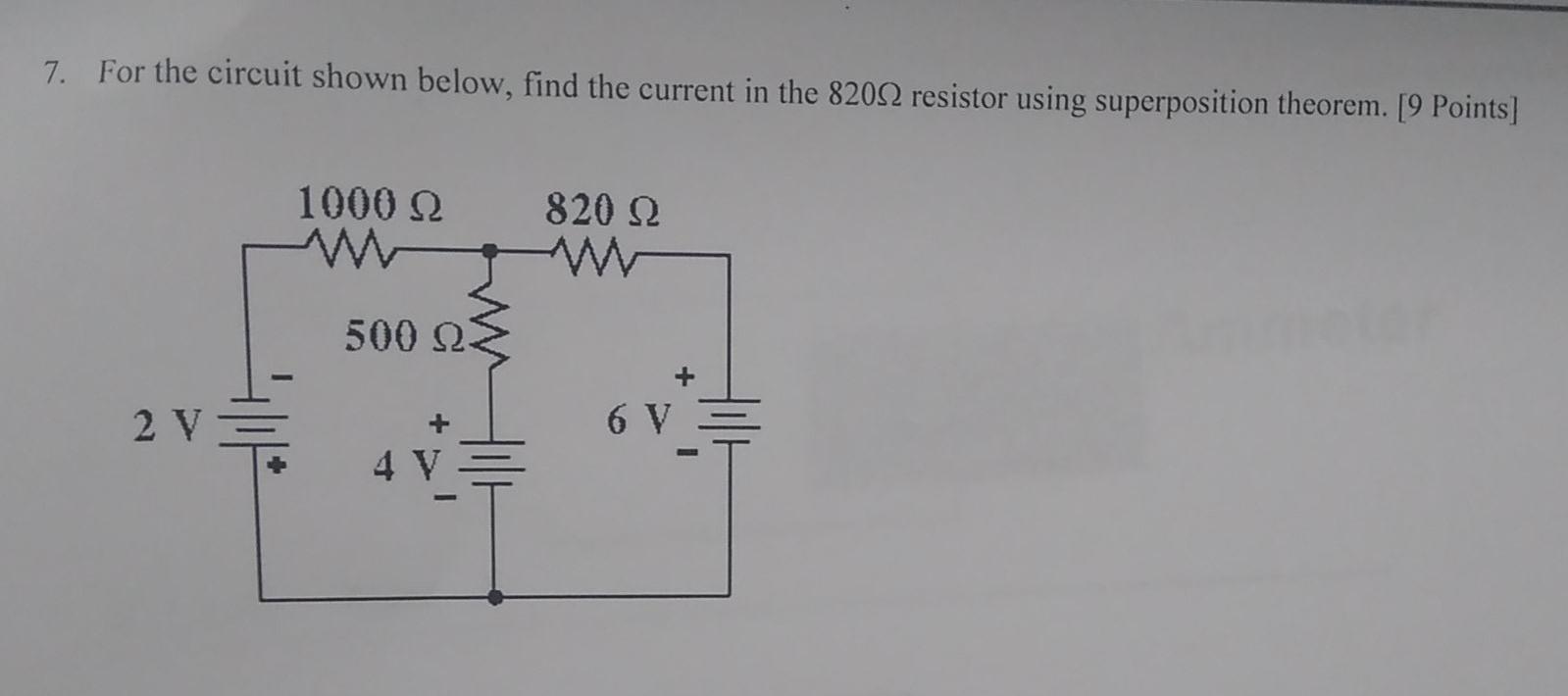 Solved 7. For the circuit shown below, find the current in | Chegg.com