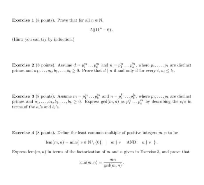 Solved Exercise 1 ( 8 points). Prove that for all n∈N, | Chegg.com