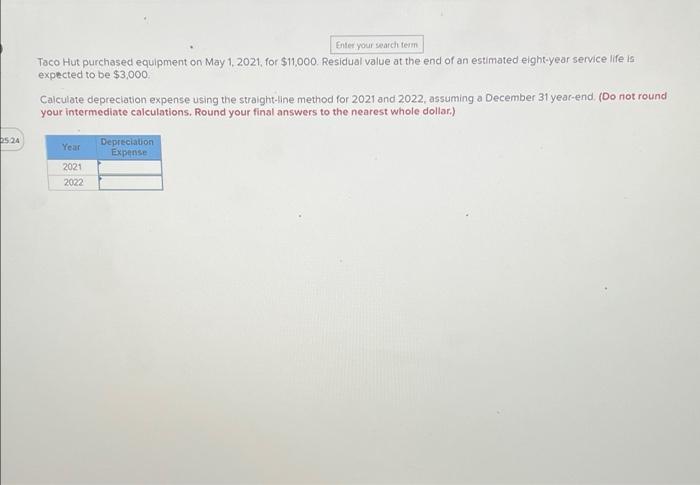 Solved Enter your search term Toco Hut purchased equipment | Chegg.com